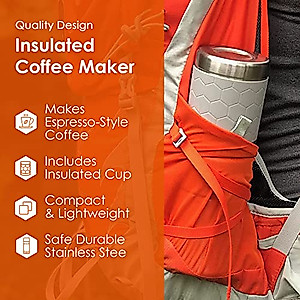 nCamp - Café, Portable Coffee Maker, Portable Espresso Machine, Compact Camping Coffee Maker, Stainless Steel Travel Coffee Maker with Camping Coffee Cup, Reusable, 12 oz