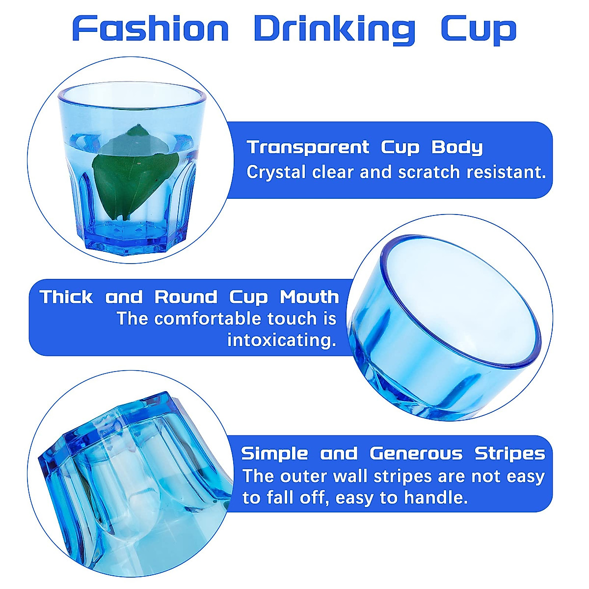 Colored Acrylic Glasses Drinkware, Unbreakable Glasses Drinking Set of 6, Plastic Cups Reusable, Dishwasher Safe, Small Water Tumbler Cups for Kids Picnic Christmas Gift Party Juice Whiskey Wine