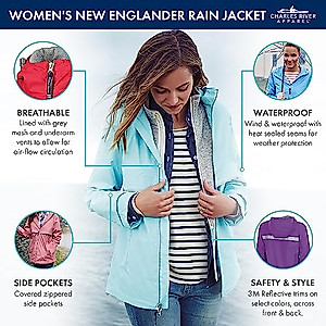 Charles River Apparel Women's New Englander Waterproof Rain Jacket, Hot Pink Reflective, XL