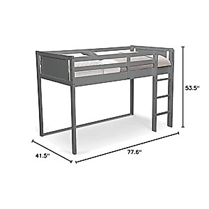 Delta Children Twin Loft Bed with Guardrail and Ladder (Coordinates with Batman, Spider-Man & Harry Potter Tents Sold Separately), Charcoal