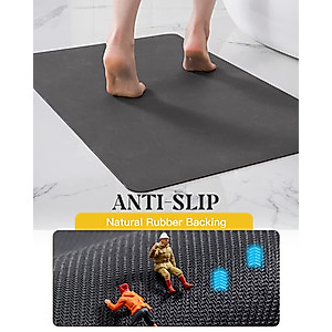 MontVoo -Bath Mat Rug-Rubber Non Slip Quick Dry Super Absorbent Thin Bathroom Rugs Fit Under Door-Washable Bathroom Floor Mats-Shower Rug for in Front of Bathtub,Shower Room,Sink