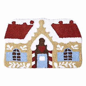Estmy Cute Gingerbread House Christmas Rug for Bathroom Kitchen Decorations Festive Seasonal Holiday Sweet Candyland Bedroom Accent Rugs, Non-Slip Plush 24''W x 31''L Indoor Rugs