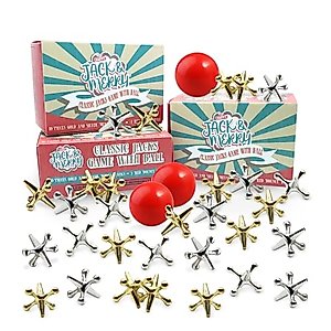 Vintage Metal Jacks Game with Ball - 3 Sets of Jax Game per Order, Retro Toys for Birthday Party,Chinese Jacks Pinata Filler Toy in Bulk,Giant Game Jax for All Ages, Jumping Jack by HAPPY JACK & MERRY
