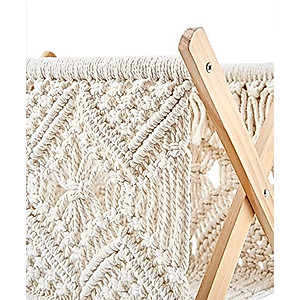 Mkono Macrame Magazine Rack Boho Magazine Holder Storage Standing Basket for Books, Newspapers, Swaddle Blanket, Living Room, Bathroom, Office, Nursery, Home Decor, Medium Size, 14’’L x 10’’W