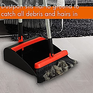 PHYEX 2-Pack Dustpan and Broom Set for Home Cleanup, Dustpan with Adjustable Handle, Broom with Dustpan Combo Set