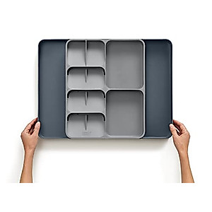 Joseph Joseph Blox 10 Piece Grey Plastic Storage Trays and DrawerStore Expandable Kitchen Drawer Organizer for Utensils, Cutlery, and Gadgets