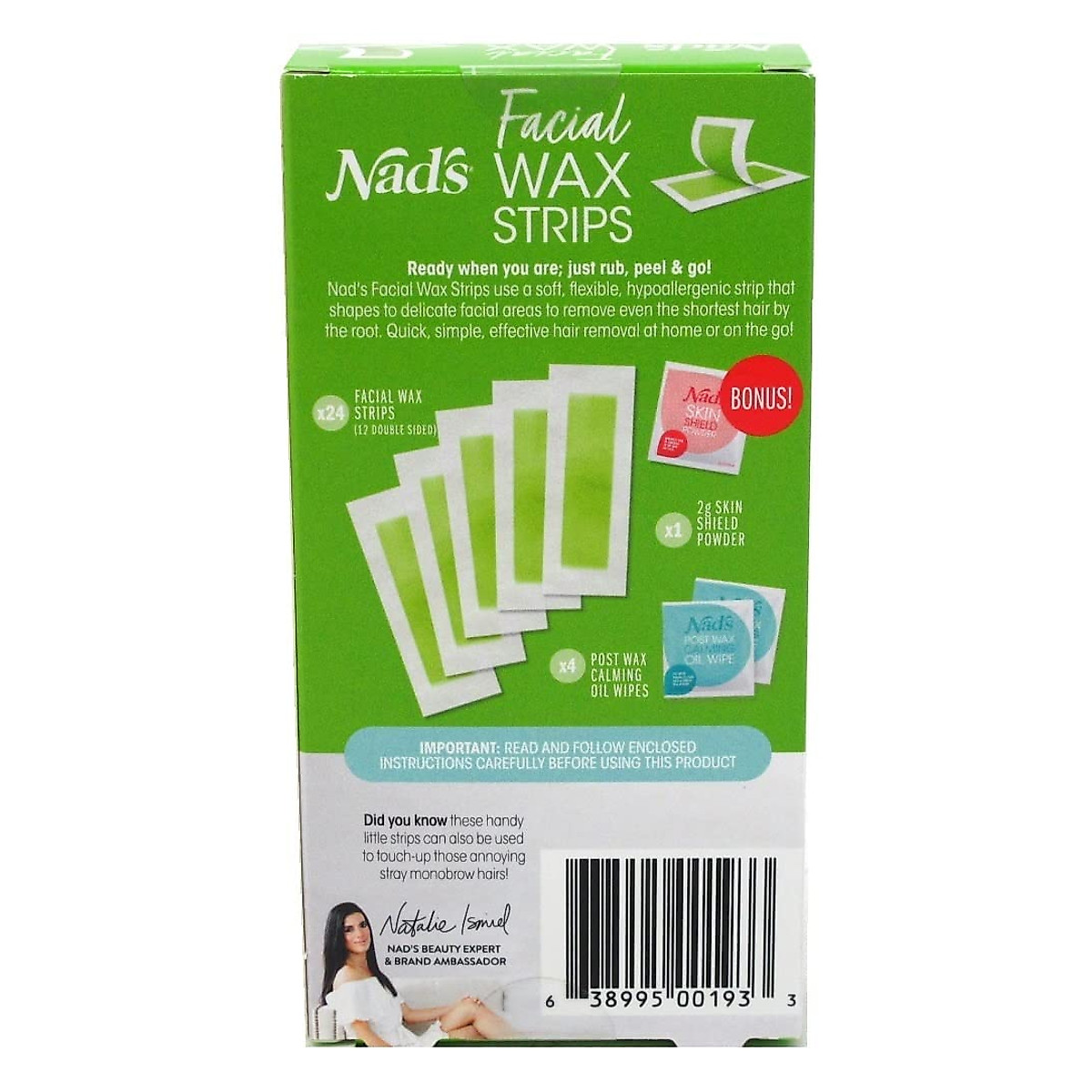 Nads Hair Removal Facial Strips 24 Count