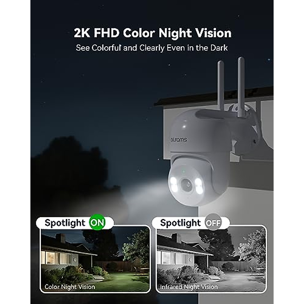 blurams 2K Security Camera Outdoor, 360° PTZ Cameras for Home Security Outside with Motion Detection Tracking, Color Night Vision, Two-Way Audio, IP66 Weatherproof, 2.4GHz Wi-Fi, Works with Alexa