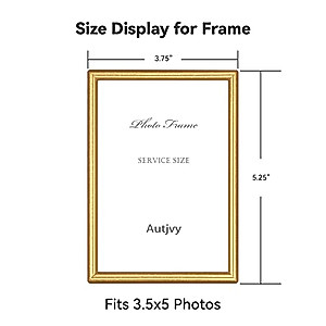 Autjvy 3.5x5 Picture Frame Matte Gold Modern Simple Thin Aluminum Metal Photo Frame with HD Real Glass, Display for Tabletop and Wall Collage. (2 Pack)
