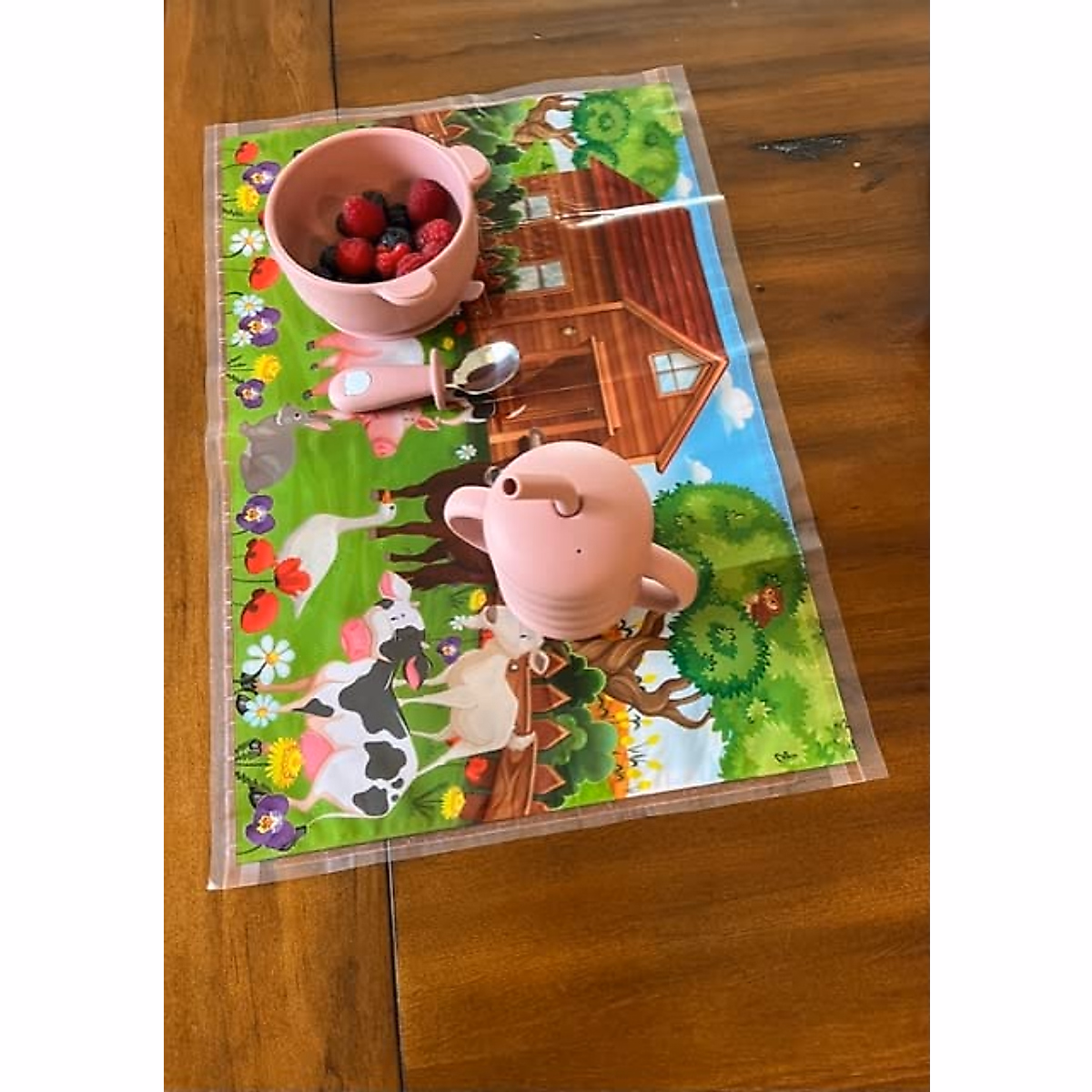 Kadazzel Disposable Place Mats, 40 Fun Farm Animal Disposable Sanitary Baby Toddler Sticky Mat