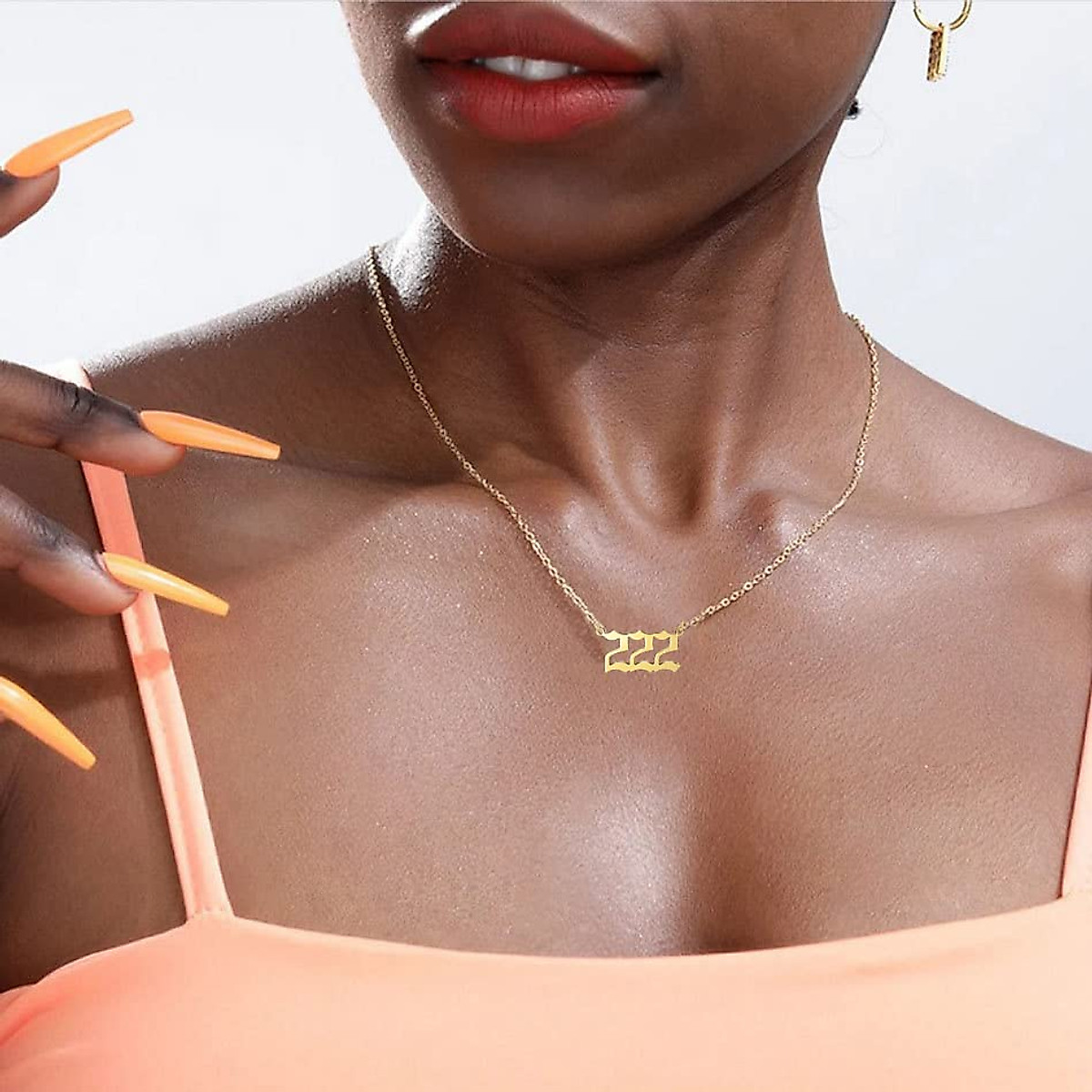 LANG XUAN Lucky Number Necklace For Women Men 18K Gold Silver 111 222 333 444 555 666 777 888 999 Pendant Angel Number Necklaces Choker Chain Numerology Jewelry for Girl Boy with Message Gift Card