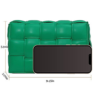 JBB Women Woven Padded Cassette Crossbody Bags Purse Shoulder Handbags Small Square Bag Designer Handbag Clutch Green