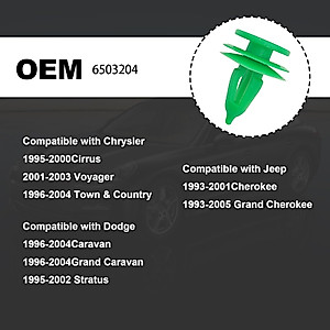 100PCS Door Panel Retainer Clips 8mm Retainer Clip Compatible with GrandCheroKe, Chrysler Cirrus Dodge with 1Pcs Fastener Remover 6503204