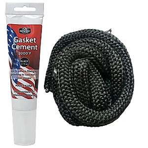Midwest Hearth Wood Stove Replacement Gasket Kit for Woodburning Stoves - Graphite Impregnated Fiberglass Gaskets and Adhesive (5/8" x 84" Rope)