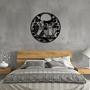 Artmyharbor Metal Owl Wall Decor Cute Owl Couple on Tree Branch Black Wall Hanging Art Rustic Animal Bird Sculpture Farmhouse Decor Home Garden Indoor Outdoor Decorations