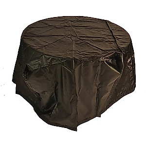 Bluegrass Living GN3R111S 50,000 BTU Round Propane Fire Pit Table for Patio & Deck Use, Aluminum & Wicker, Includes Glass Beads, Wind Guard, Protective Cover, 42-in. x 26-in., Brown