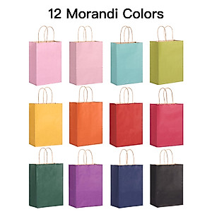 Moretoes 36pcs Paper Gift Bags, 5.9 x 3.15 x 8.25 Inch Small Bulk Party Favor Bags Goodie Bags with Handles for Kids Birthday, Baby Shower, Crafts, Christmas Party Supplies (12 Colors)