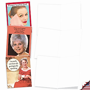 The Best Card Company - 10 Blank Funny Greeting Cards for Women (4 x 5.12 Inch) - Boxed All Occasion Assortment - Ageless Wisdom M6620OCB