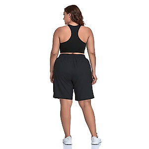 SEKINO Women's Plus Size Hiking Cargo Shorts Lightweight Quick Dry Summer Shorts Athletic Outdoor Shorts Zippered Pockets Black 3X