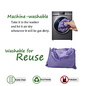 evohyah 1Pack Large Reusable Grocery Tote - 50LBS Ripstop Geometric Fashion Recycling Bag - Folding Storage - Machine Washable Nylon Bag with Zipper - Purple