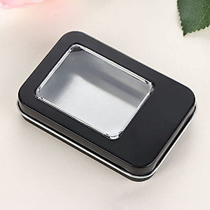 HomeSoGood 4 Pack Metal Tin Can Box Black Rectangular Storage Boxes with Detachable Clear Lid Container for Jewelry Coin Candy Key Earrings Headphones Organizer