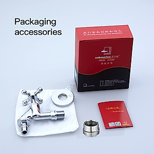 SUBMARINE Silver Brass Outdoor Faucet, G1/2 Inch Wall-Mounted Faucet, Antifreeze, Crack-Proof, Rust-Free, Used for Bathroom Mop Sink, Balcony, Garden, Connecting Washing Machine Water Inlet Hose