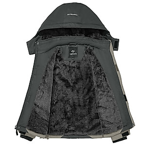 FARVALUE Boys Waterproof Ski Jacket Windproof Winter Coat Warm Snow Coat Outdoor Raincoats with Removable Hood Grey 10-12