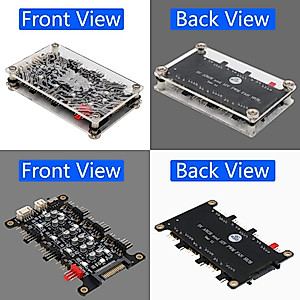 Newest Version 2 in 1 6-Ways 5V ARGB and 12V PWM DC Fan Hub with Acrylic Case and Magnetic Standoff for ASUS/MSI 5V 3Pin LED Controller