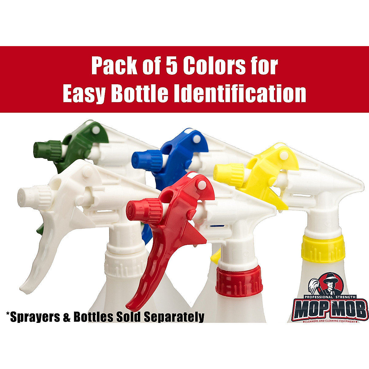 Leak-Free No-Clog Chemical Resistant Spray Head 5 Pk. Bottles NOT Included. Pro-Grade Trigger and Nozzle for Auto/Car Detailing, Window Cleaning and Janitorial Supply. Sprayer Fits 24oz Bottle