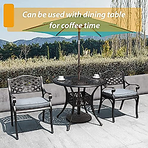 JOIVI Cast Aluminum Patio Chairs Set of 2, Outdoor Dining Metal Chairs with Cushions, Lattice Design Antique Bronze