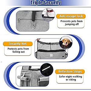 Tarovvoo Dog Sling Carrier for Medium Dogs Small Dogs 10-20lbs, Dog Carrier Bag, Pet Carrier Sling with Breathable Windows, Hard Bottom, Hand-Free for Outdoor Travel (Grey)