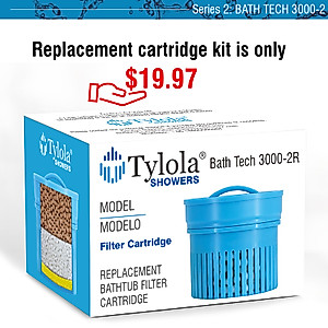 Tylola Showers-Bathtub Faucet Ball Water Filter. Zeolite Detox-Ionic Detox Bath,Remove Fluoride&Heavy Metal,Hard Water Softening.Silicone Shell,Skin-Friendly.2 Filter Cartridges.Bath Tech 3000-2