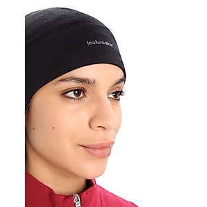 Icebreaker Merino Quantum Merino Wool Beanie, Unisex, - Breathable, Warm Winter Hats with Full Ear Flaps for Skiing, Hiking, Snowboarding - Premium Women’s and Men’s Hats, Black/Clove, One Size
