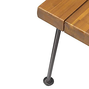 Christopher Knight Home Gladys Outdoor Modern Industrial Acacia Wood Bench Hairpin Legs, Teak and Rustic Metal