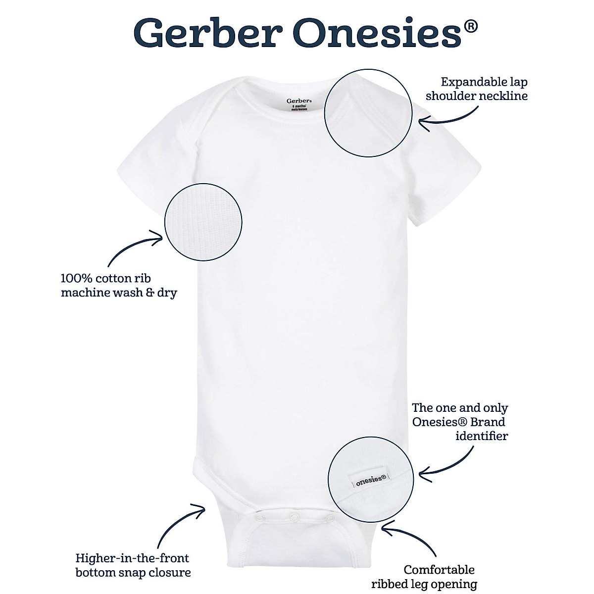 Onesies Brand Unisex Baby 8-Pack Mix & Match Bodysuits, White Short & Long Sleeve, 0-3 Months