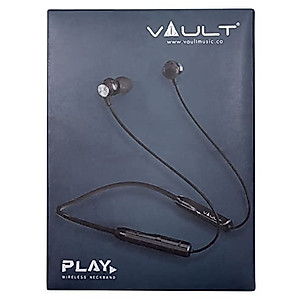 Vault Play Bluetooth Neckband Headphones with Magnetic Earbuds with in-line Mic for Smartphones, Tablets, PC & Laptop