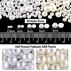 3 Boxes of Flat Back Nail Art Crystal Rhinestones+Pearl Set 1 Colorful+AB+Transparent White Rhinestone+Half Round White&Beige Pearl with Picker Pencil and Tweezer For Home DIY And Professional Use
