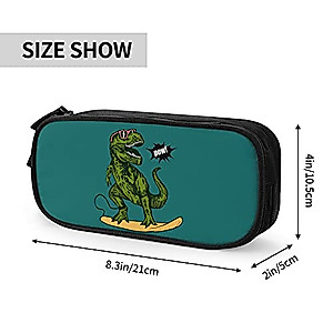 XIAOGUAISHOU Dinosaur Pencil Cases for Adults, Pencil Pouch Wide-Opening Makeup Small Cosmetic Bag for Adults College Office, Green, One Size