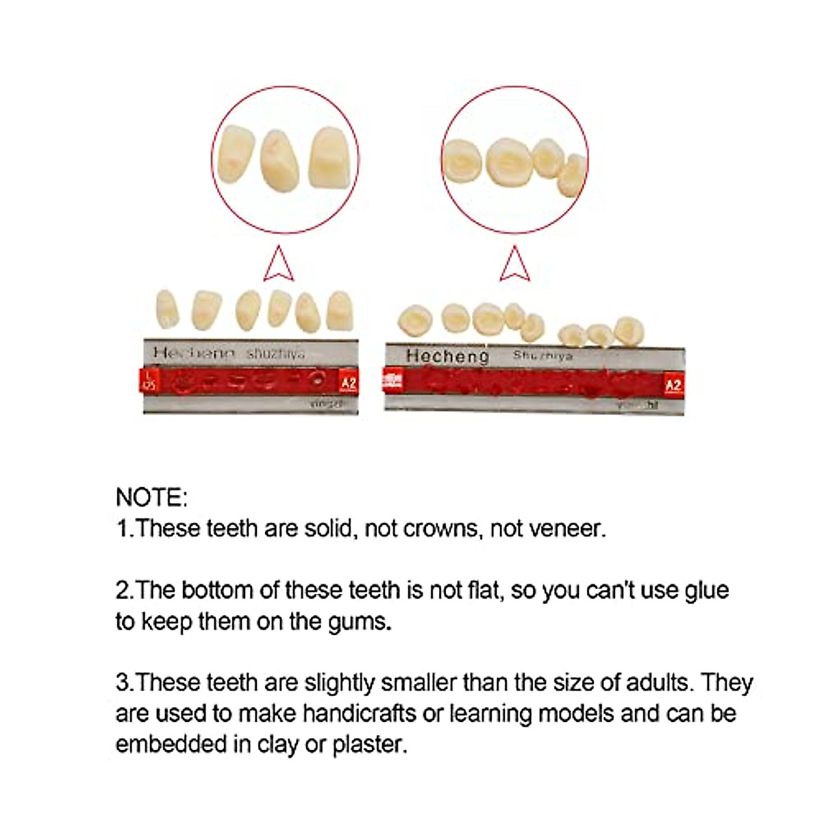 Angzhili 84 Pcs Dental Complete Acrylic Resin Denture False Teeth 3 Sets Synthetic Polymer Resin Denture Teeth 23 Shade A2 Upper + Lower Dental Materials