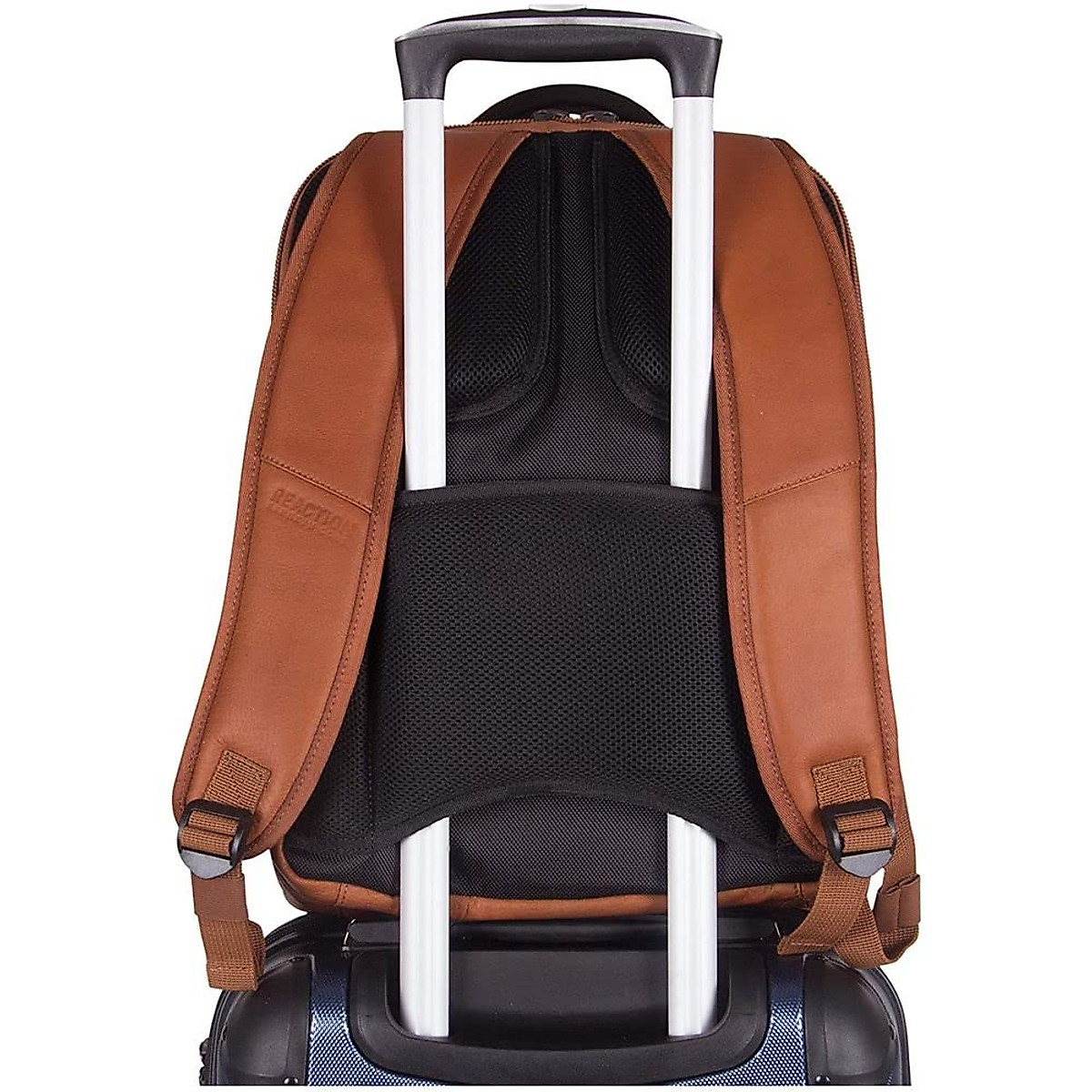 Kenneth Cole REACTION Manhattan Commuter Slim Backpack 16" Laptop Computer & Tablet Travel, Business, Work, School Bookbag, Cognac, Colombian Leather