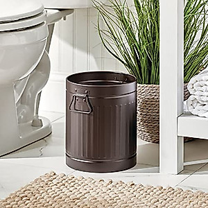 mDesign Steel Metal 2 Gallon/7 Liter Trash Can Wastebasket, Garbage Bin with Handles for Bathroom, Kitchen, Bedroom, Office - Holds Trash, Waste, Garbage, Recycling - Bronze