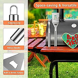 BBQ Grill Accessories, 27PCs BBQ Tools Set, Stainless Steel Grill Tools Set, Grilling Kit for Men Women with Spatula Thermometer Meat Injector Gloves, Barbecue Utensils Gift for Smoker Camping