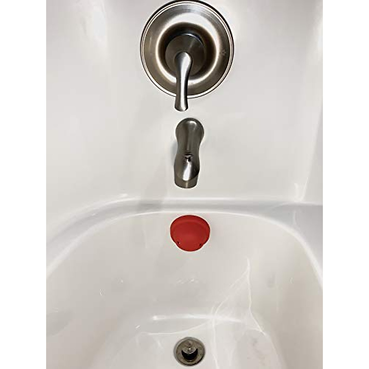 Bath Tub Overflow Drain Cover, Trip Lever Cover, Protects from Accidental Contact of Lever, Overflow Plate Cover, Use Lever While Installed, Durable, Soft, Kids Can't Pull Off, Easy Install (Orange)
