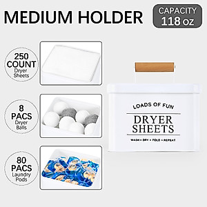 Candco 2 Pcs Farmhouse Laundry Pods Container with Dryer Sheet Holder, Metal Laundry Room Organization and Storage with Scoop, Laundry Detergent Container Laundry Room Decor