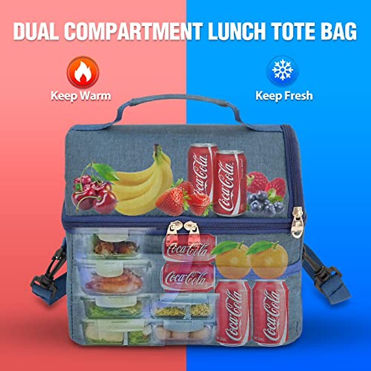 MOSTCOS Cooler Lunch Bag 8.5L Leakproof Lunch Tote for Women/Men, Freezer Lunch Box Carrying Bag for Work Picnic Hiking