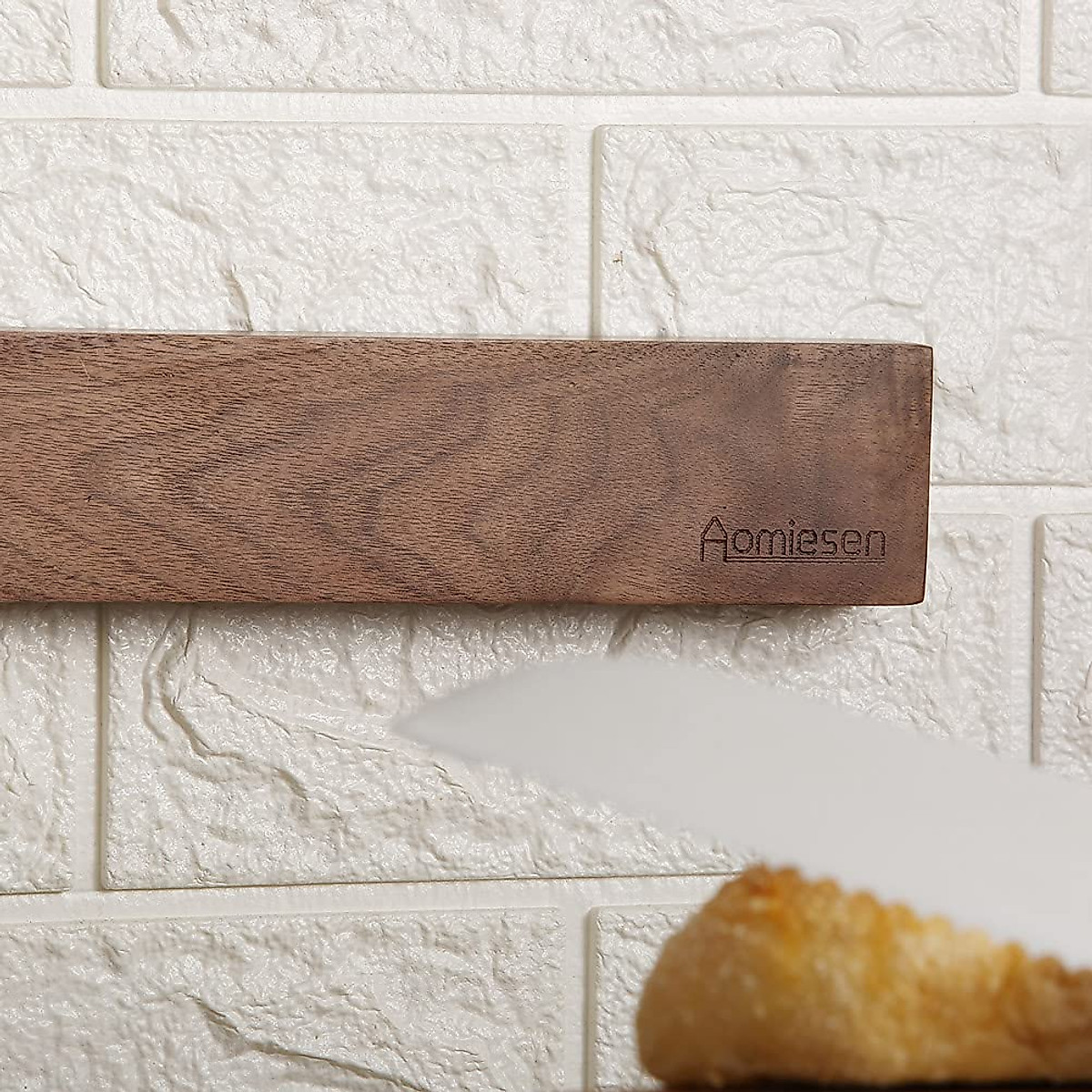 Walnut Magnetic Knife Holder for Wall- Powerful Wood Magnetic Knife Strip for Organizing your Kitchen (16 inches)
