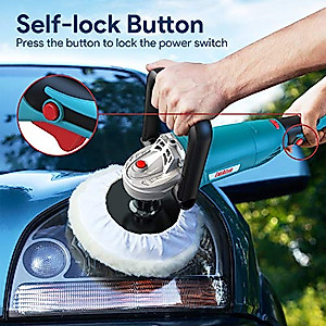 ENEACRO Polisher, Rotary Car Buffer Polisher Waxer, 1200W 7-inch/6-inch Variable Speed 1500-3500RPM, Detachable Handle Perfect for Boat,Car Polishing and Waxing