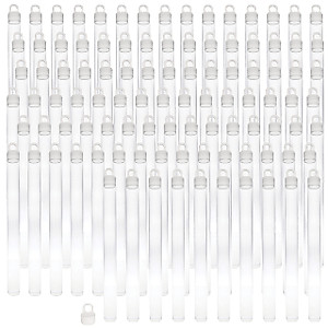 The Beadsmith Clear Plastic Tubes - 6-Inch-Long Round Tubes, 9/16 Inches in Diameter - Friction Hanging Caps - Use for Beads, Bath Salts, Wedding & Party Favors, Home or Office Storage - Bag of 100