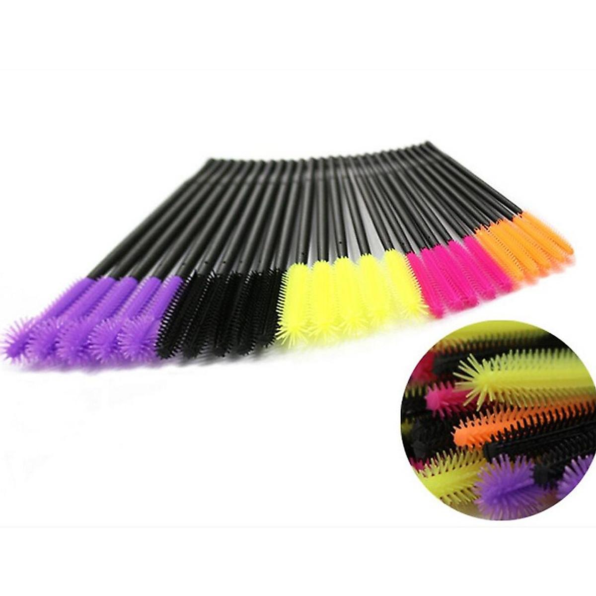 Coshine 100pcs Pro Disposable Silicone Mascara Eyeliner Wands Applicator Eyeliner Lip Liner Brushes Makekup Tools (silicone mascara brushes)
