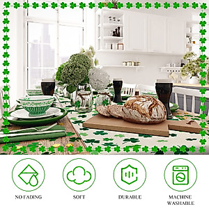 2 Pieces St. Patrick's Day Table Runner Spring Green Shamrock Table Runners Irish Burlap Lucky Table Runners for Kitchen Dining Coffee or Indoor and Outdoor Home Parties Decor